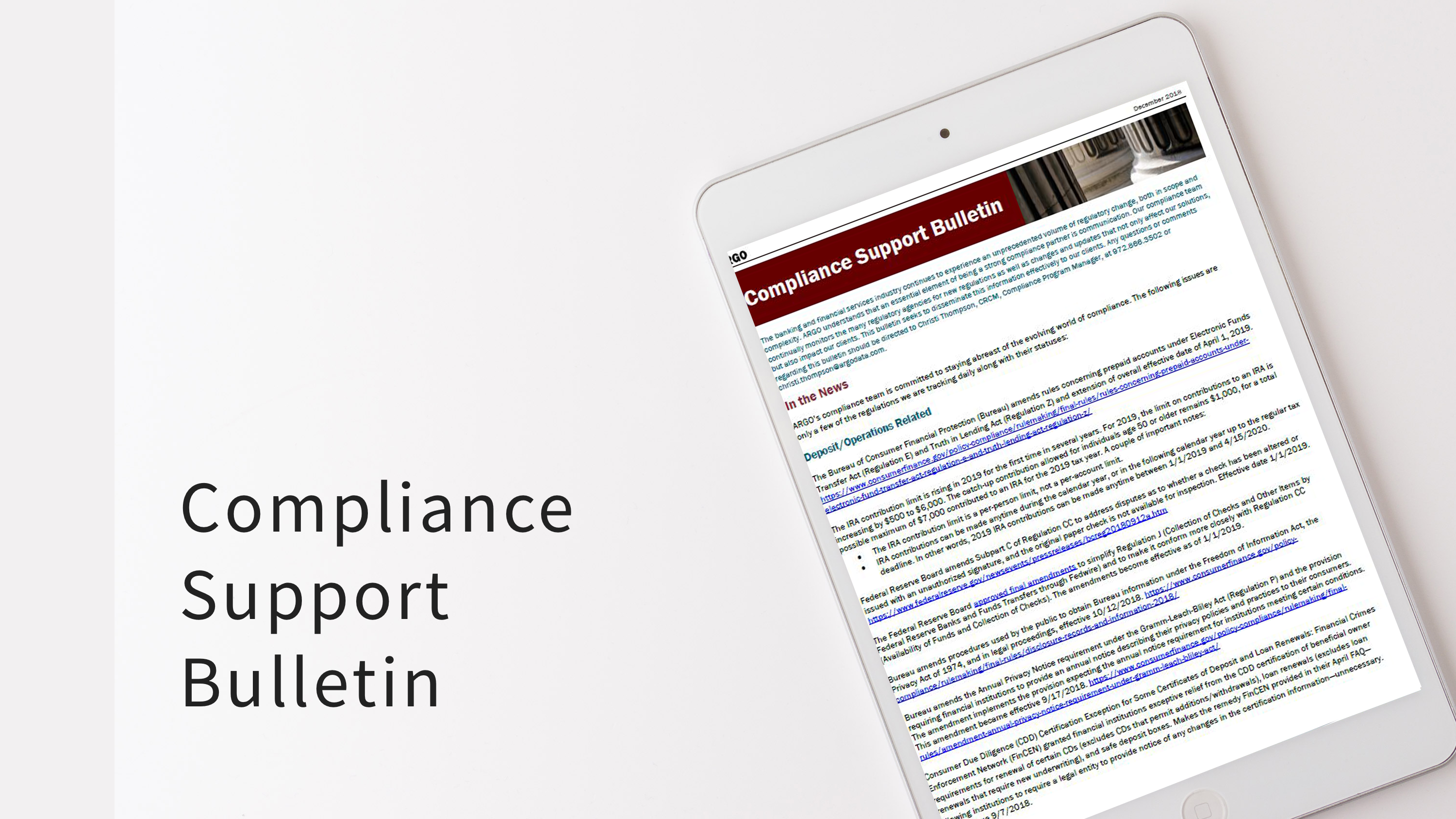 ARGO Compliance Support Bulletin